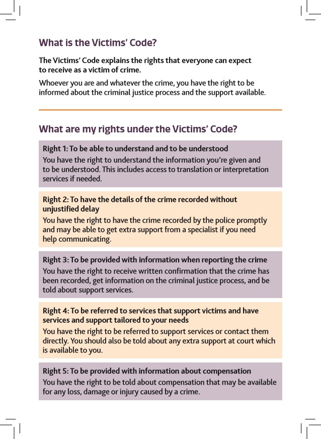 Victims’ Code – Tower Hamlets Crime Watch