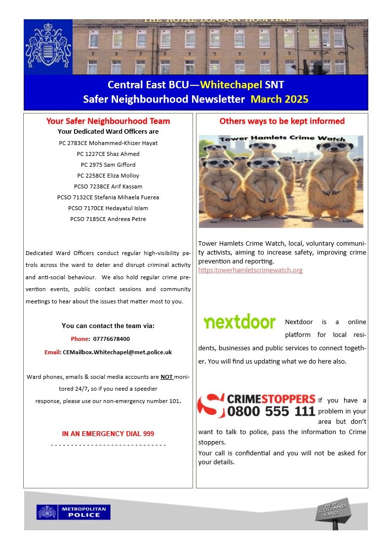 Latest news – Tower Hamlets Crime Watch