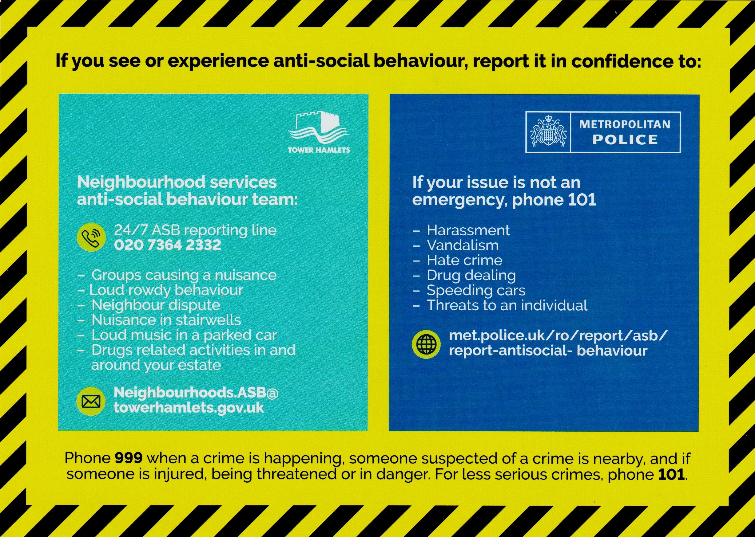 Anti-social behaviour ASB – Tower Hamlets Crime Watch